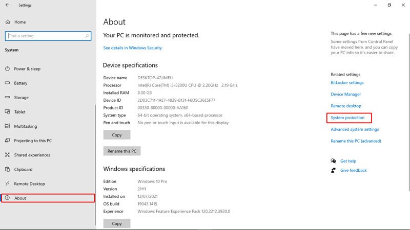 System protection là gì? Có nên tắt tính năng này trên Windows