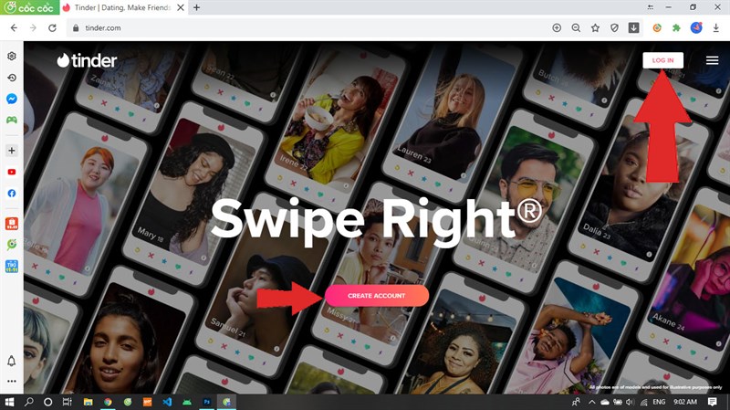 2 cách đăng nhập, sử dụng Tinder cho máy tính, PC