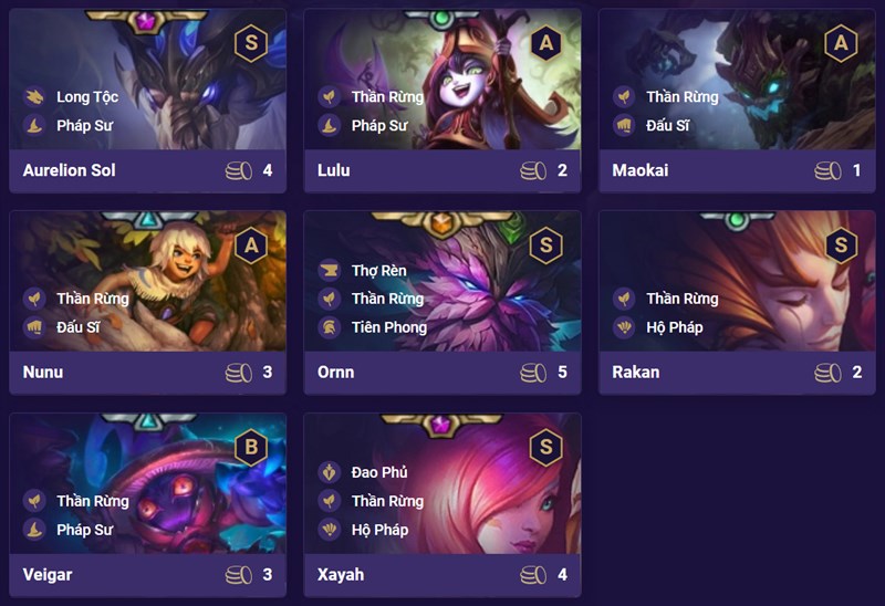 Top đội hình Thần Rừng DTCL 4.5 mạnh nhất: Kết hợp đội hình