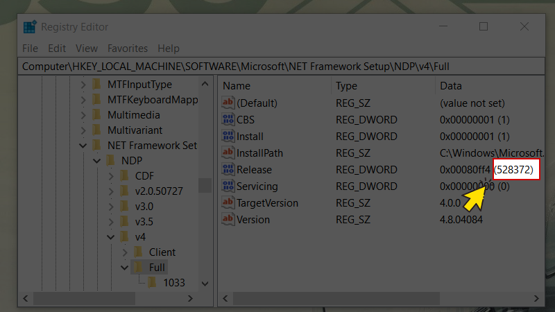 Cách kiểm tra phiên bản Net Framework của máy tính Windows