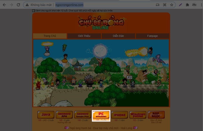 Cách tải game Ngọc Rồng online cho máy tính, PC