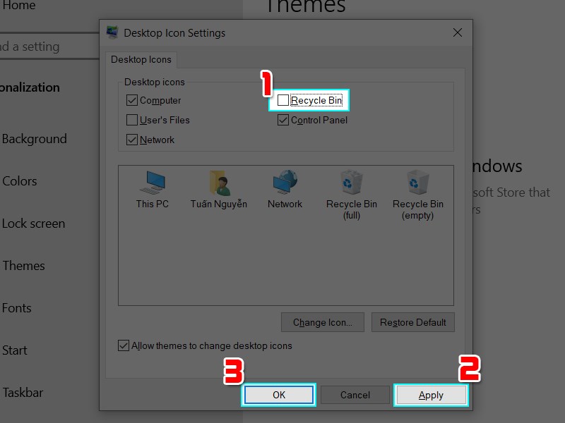 Cách ẩn thùng rác trong Windows 10 đơn giản, dễ thực hiện