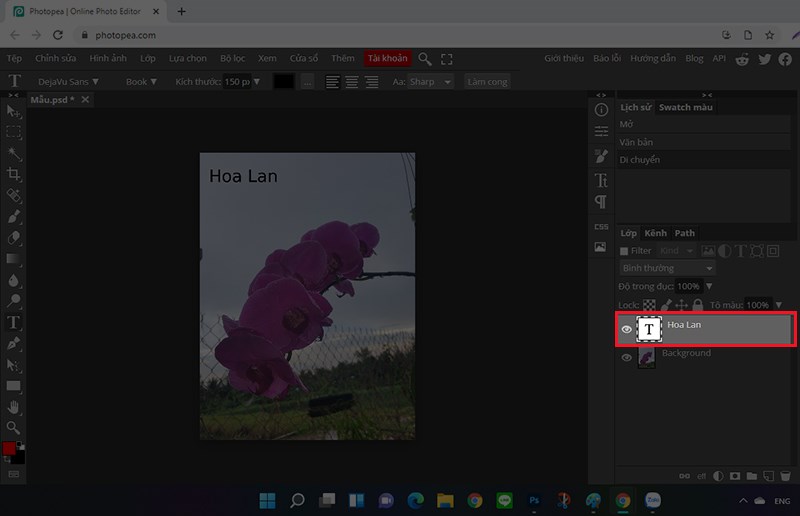 Hướng dẫn cách chèn, ghép chữ vào ảnh bằng Photoshop online đơn giản