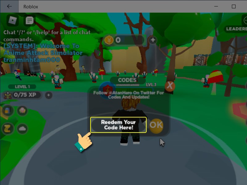 Code Anime Attack Simulator MỚI NHẤT tháng 3/2022: Cách nhập code