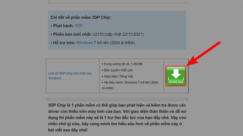 Tải 3DP Chip: Tìm và cập nhật drive cho máy tính