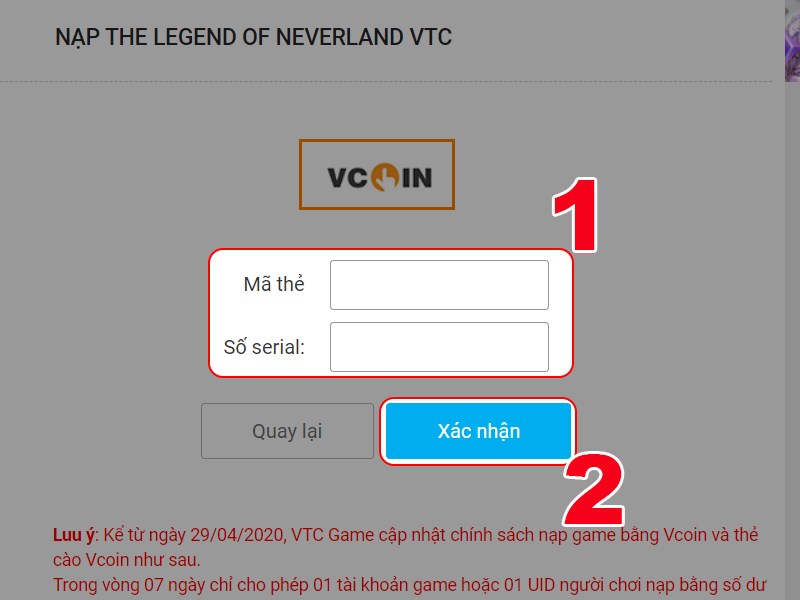 5 cách nạp The Legend of Neverland VTC Game đơn giản, dễ thực hiện