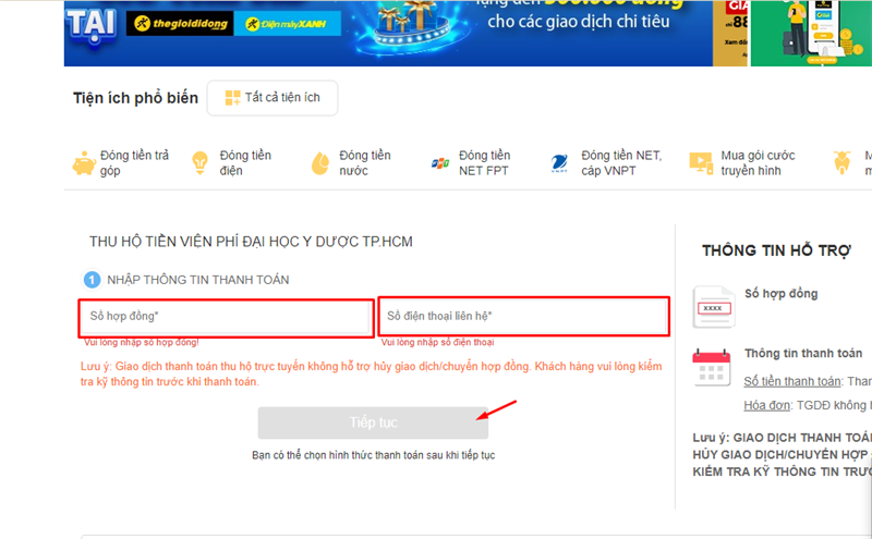 Hướng dẫn cách thanh toán Viện phí Đại học Y Dược TP. HCM