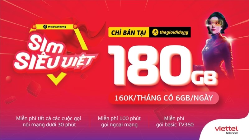 Sim Siêu Việt Viettel - Chỉ 160k/tháng có 6GB/ngày, miễn phí gọi