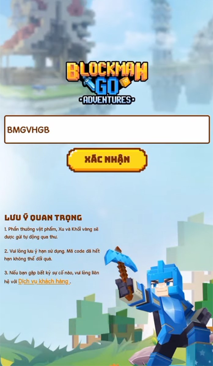 Code Blockman Go Garena mới nhất tháng 02/2025, Cách nhận và nhập code