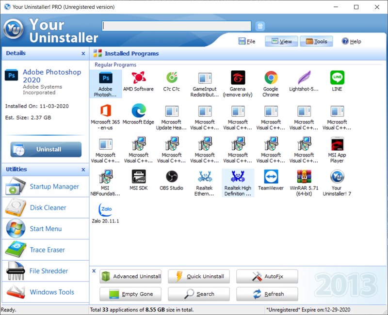 Tải Your Uninstaller 7.5 | Phần mềm gỡ bỏ cài đặt ứng dụng