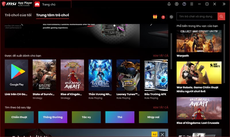 Tải MSI App Player 4.2 | Phần mềm giả lập Android trên PC