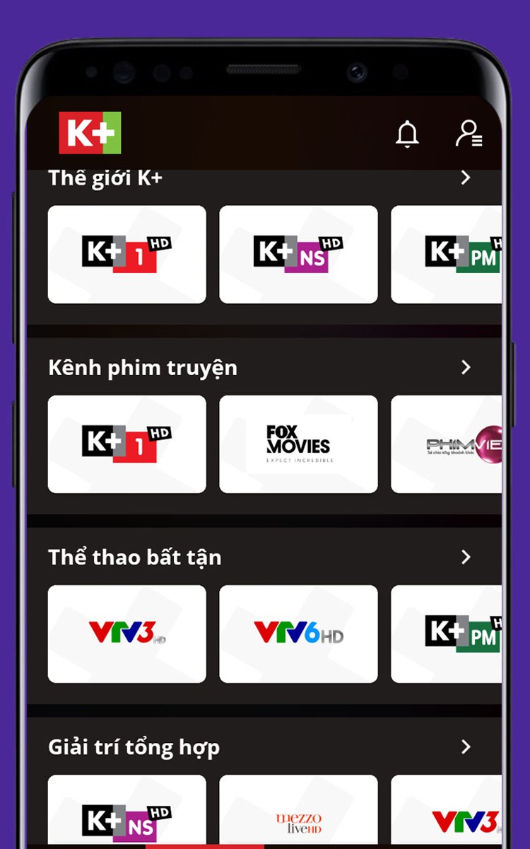 Tải K+: Ứng dụng xem TV và VOD