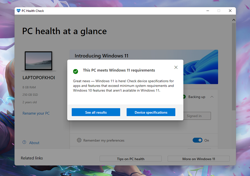 Tải Windows PC Health Check: Kiểm tra cấu hình cài đặt Windows 11