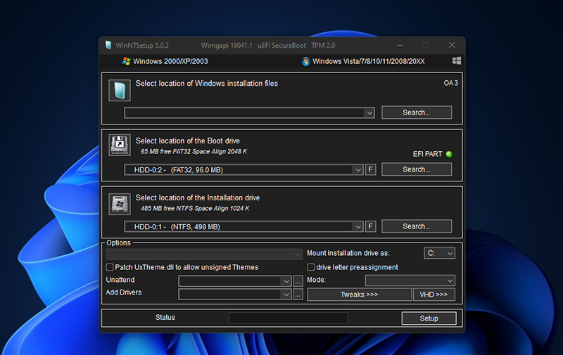 Tải WinNTSetup: Phần mềm tùy biến trình cài đặt Windows