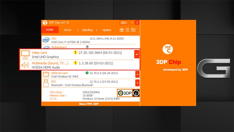 Tải 3DP Chip: Tìm và cập nhật drive cho máy tính