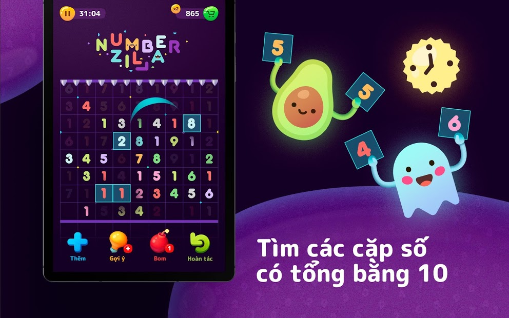Tải game Numberzilla - Câu đố số | Hướng dẫn cách chơi