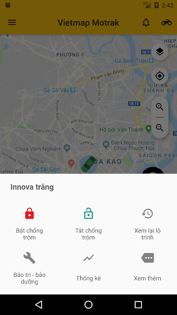 Vietmap Motrak: Ứng dụng định vị, giám sát ô tô qua thiết bị di động
