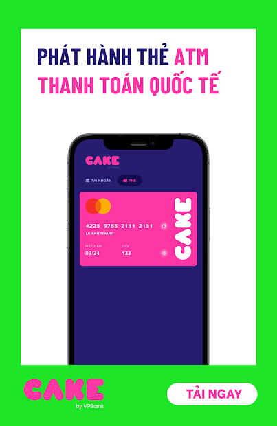 Ứng dụng Cake by VPBank: Ngân hàng số miễn phí trọn đời