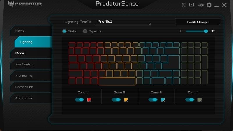 Predator Sense - Ứng dụng điều khiển laptop gaming Helios