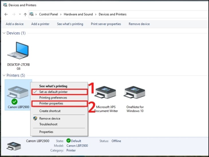 Hướng dẫn sửa lỗi máy tính không nhận máy in Canon LBP2900