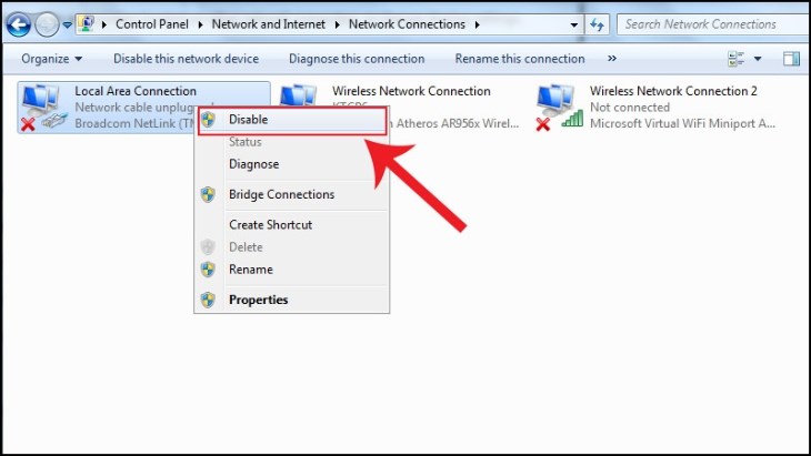 Sửa lỗi "a network cable is not properly plugged in or may be broken"