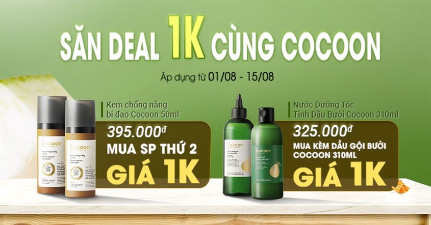 Chào tháng 8 với deal mua kèm 1k hấp dẫn từ Cocoon