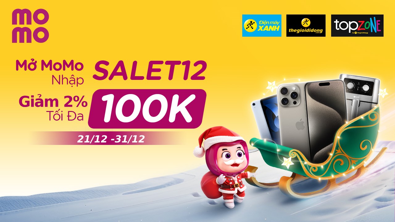 Giảm giá đến 2% tối đa 100K nếu thanh toán Momo khi mua hàng tại TGDĐ