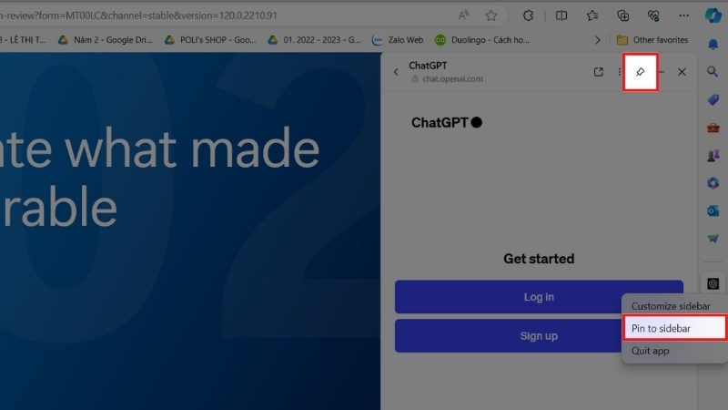 Cách thêm ChatGPT vào thanh Sidebar Microsoft Edge sử dụng nhanh chóng