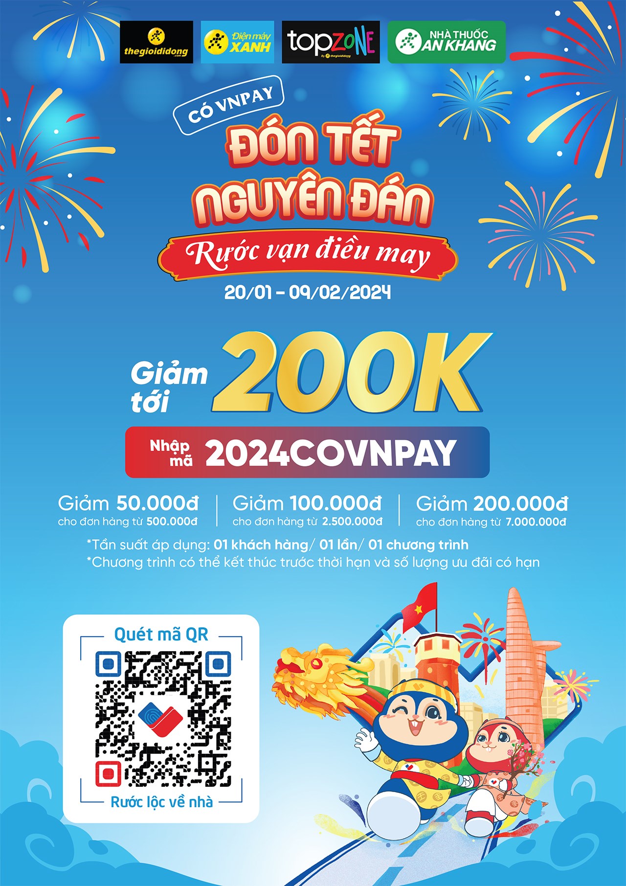 Giảm từ 50K và cao nhất đến 200K khi thanh toán VNPAY QR tại TGDĐ