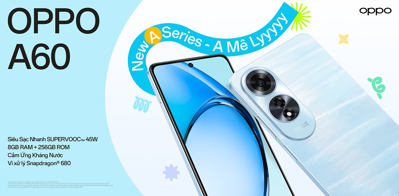 OPPO A60 ra mắt: Chip Snapdragon 680, thiết kế đỉnh, camera đẹp