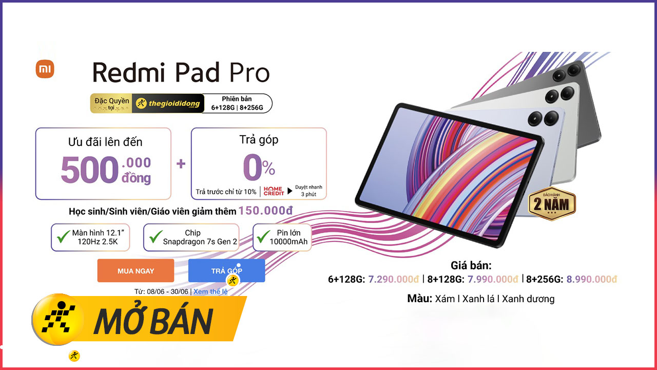 Hotsale cực đã - giảm giá cả 3: Tậu ngay 3 phiên bản Redmi Pad Pro