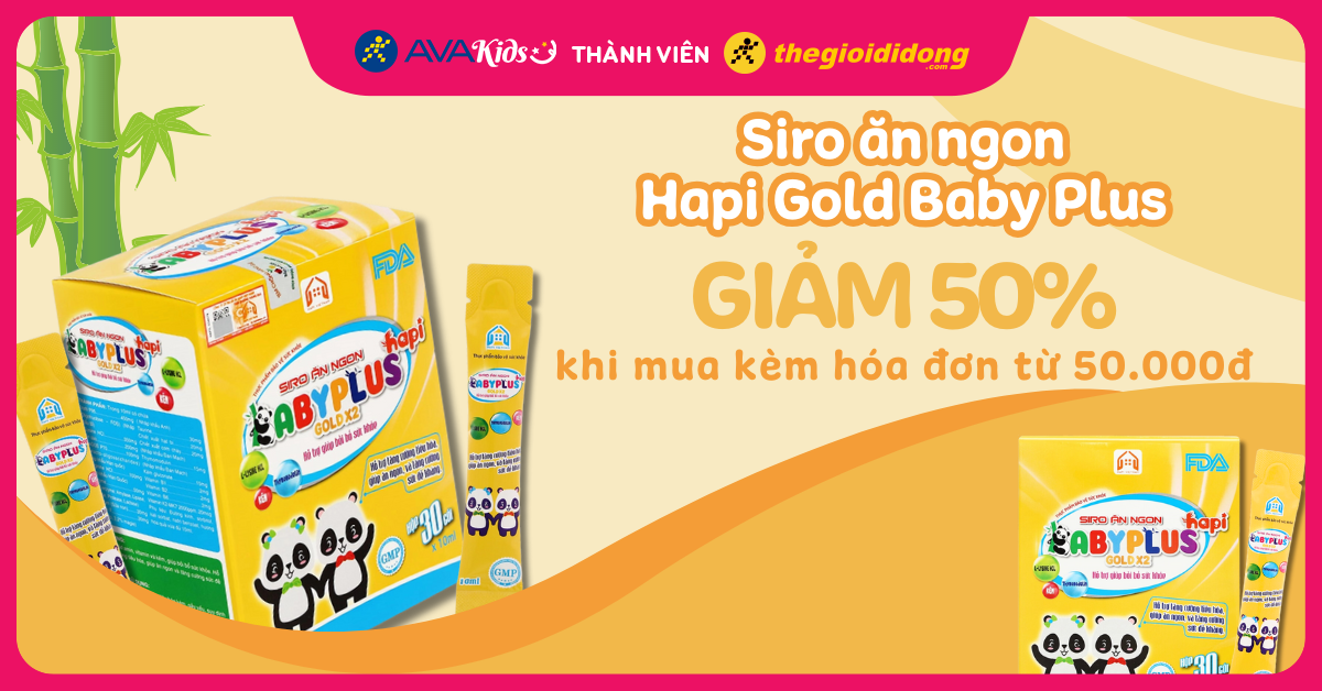 (1/8 - 31/8) Siro Hapi Gold Baby Plus giảm 50% khi mua kèm bili 50K