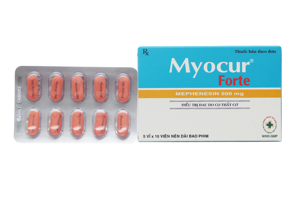 Myocur Forte 500mg hỗ trợ trị các co thắt cơ gây đau (5 vỉ x 10 viên ...