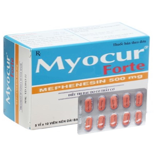 Myocur Forte 500mg hỗ trợ trị các co thắt cơ gây đau (5 vỉ x 10 viên ...