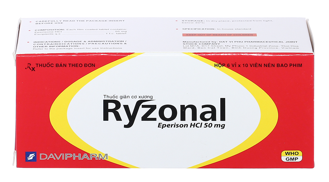 Ryzonal 50mg giúp cải thiện chứng tăng trương lực cơ, liệt cứng (6 vỉ x ...