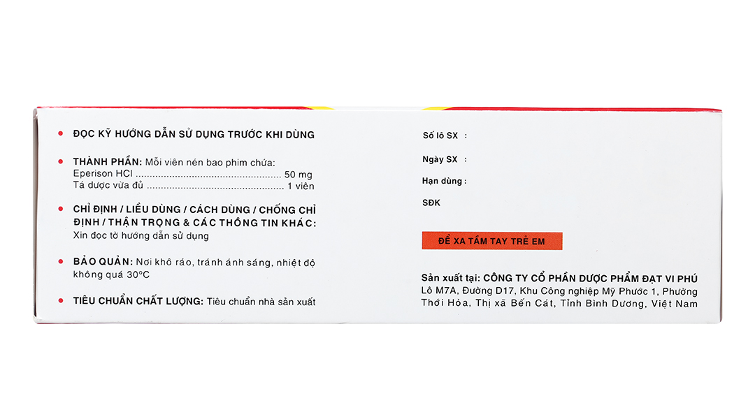 Ryzonal 50mg giúp cải thiện chứng tăng trương lực cơ, liệt cứng (6 vỉ x ...