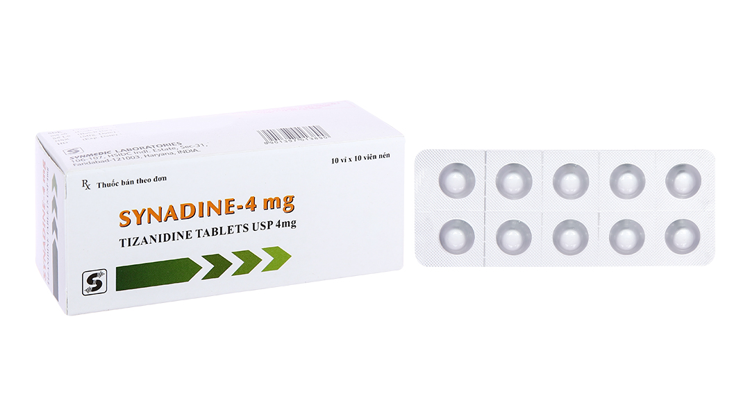 Synadine-4mg giúp giãn cơ, trị tăng trương lực cơ (10 vỉ x 10 viên ...