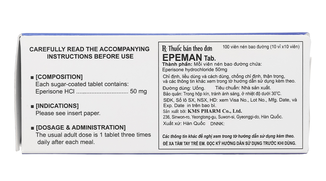 Epeman Tab. 50mg giúp cải thiện chứng tăng trương lực cơ, liệt cơ (10 ...