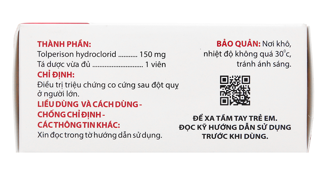 Mynarac 150mg điều trị triệu chứng co cứng cơ sau đột quỵ (6 vỉ x 10 ...