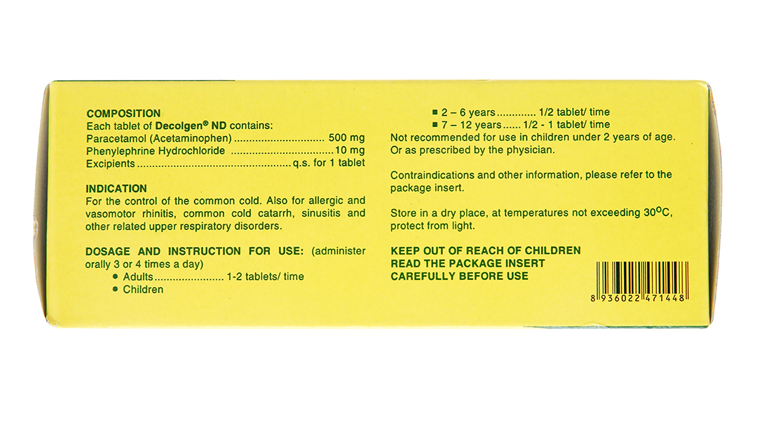 Decolgen ND trị các triệu chứng cảm (12 vỉ x 10 viên) - 08/2024 ...