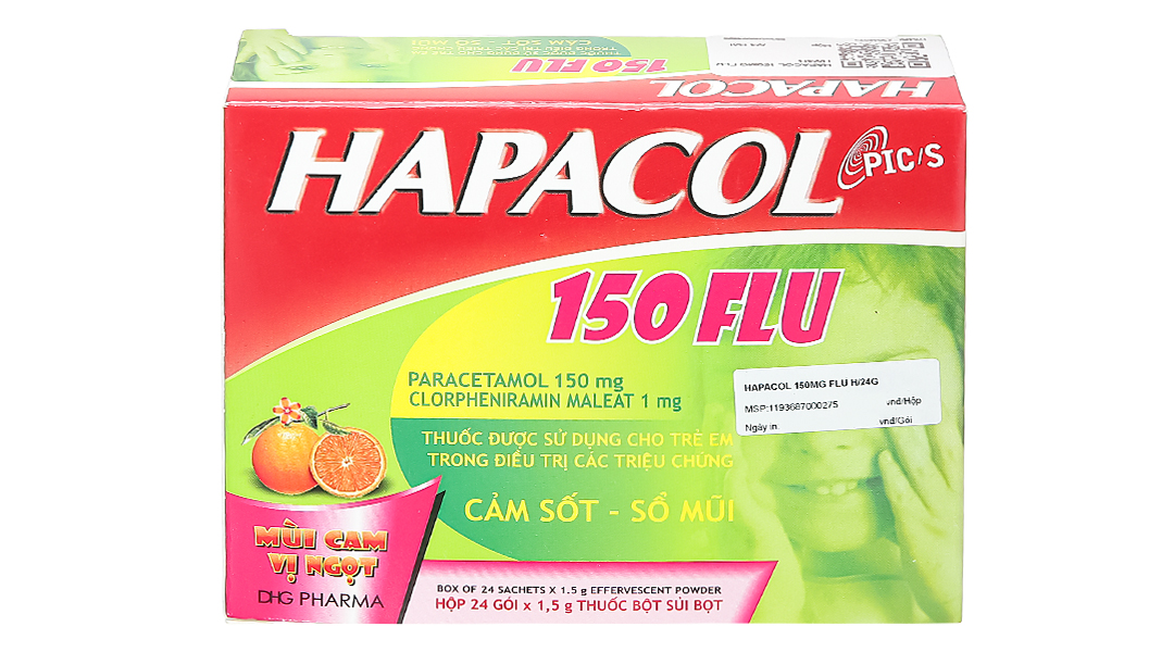 Thuốc cốm sủi bọt Hapacol 150 Flu trị cảm lạnh, cảm cúm hộp 24 gói - 02 ...