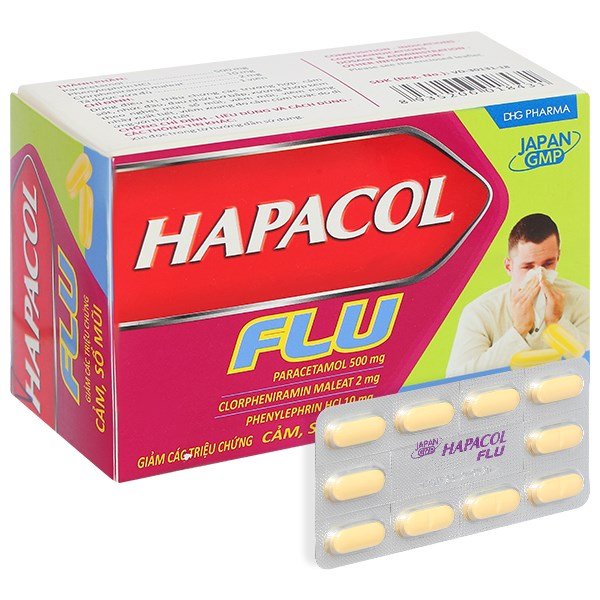 Hapacol Flu điều trị cảm sốt, nhức đầu kèm nghẹt mũi, sổ mũi, viêm mũi ...
