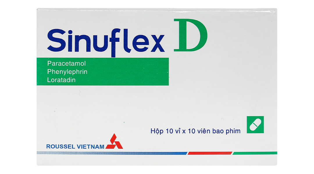 Sinuflex D trị các triệu chứng cảm cúm (10 vỉ x 10 viên) - 08/2024 ...