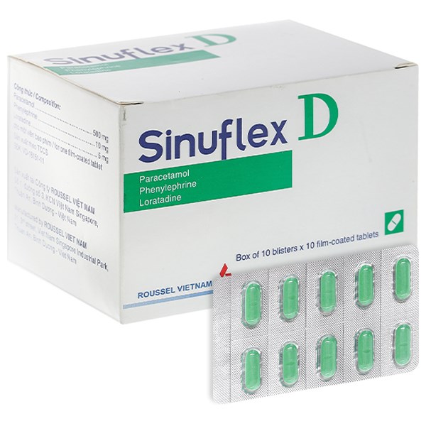 Sinuflex D trị các triệu chứng cảm cúm (10 vỉ x 10 viên) - 10/2024 ...