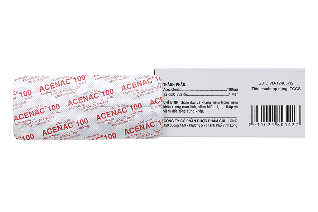 Acenac -100mg giảm đau, kháng viêm xương khớp (10 vỉ x 10 viên) - 06/ ...
