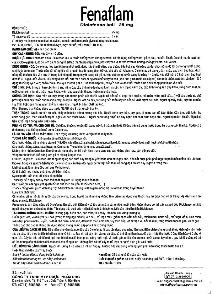 Thuốc Fenaflam 25mg hộp 20 viên-Nhà thuốc An Khang