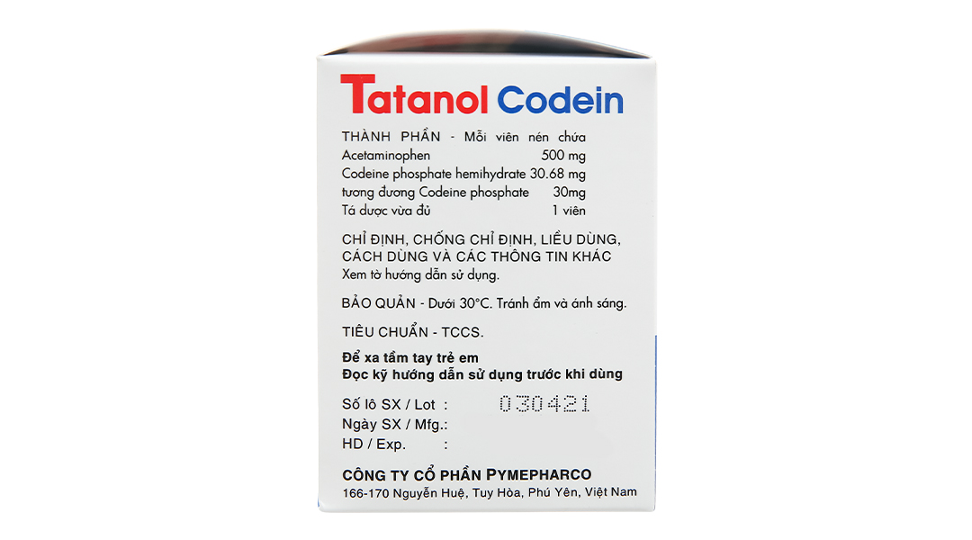 Tatanol Codein trị các cơn đau trong đau thắt lưng, đau đầu (20 vỉ x 4 ...