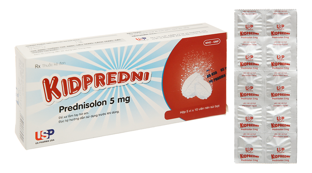 Viên sủi Kidpredni 5mg hỗ trợ kháng viêm, ức chế miễn dịch (5 vỉ x 10 ...