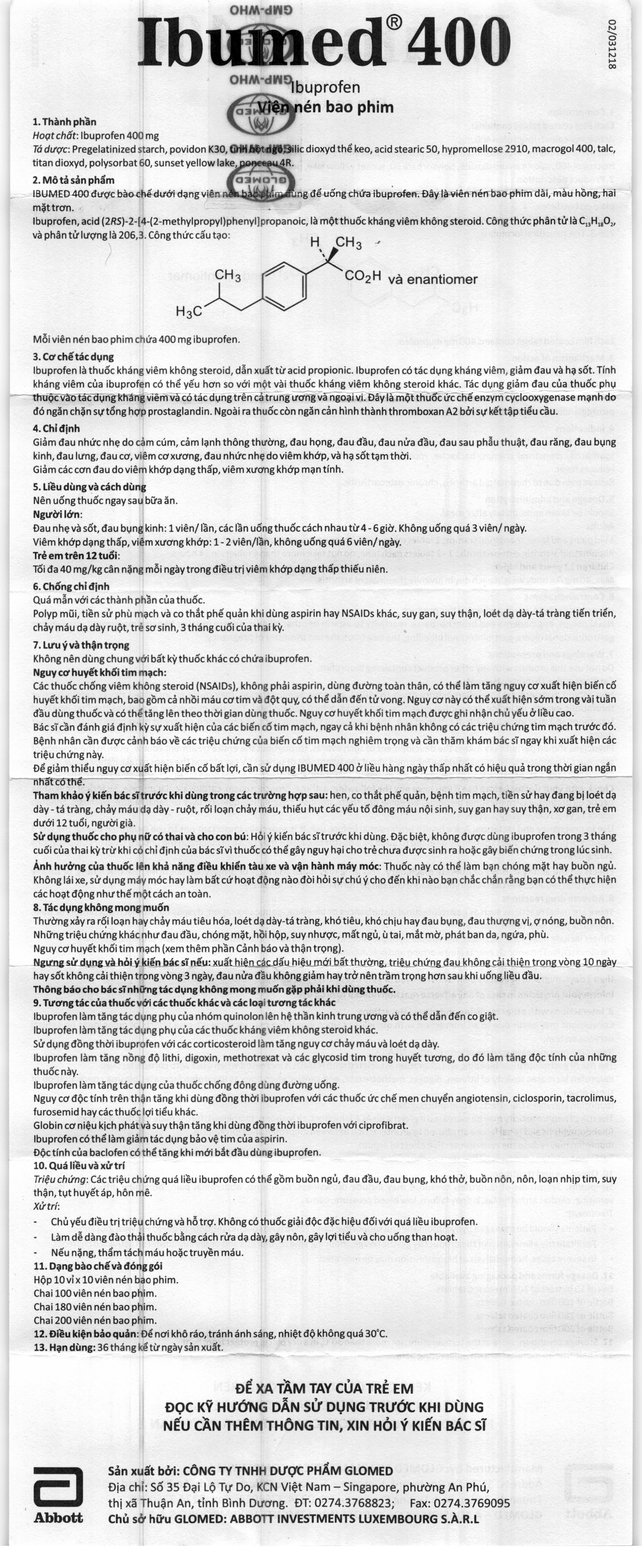 Thuốc Ibumed 400mg chai 200 viên-Nhà thuốc An Khang