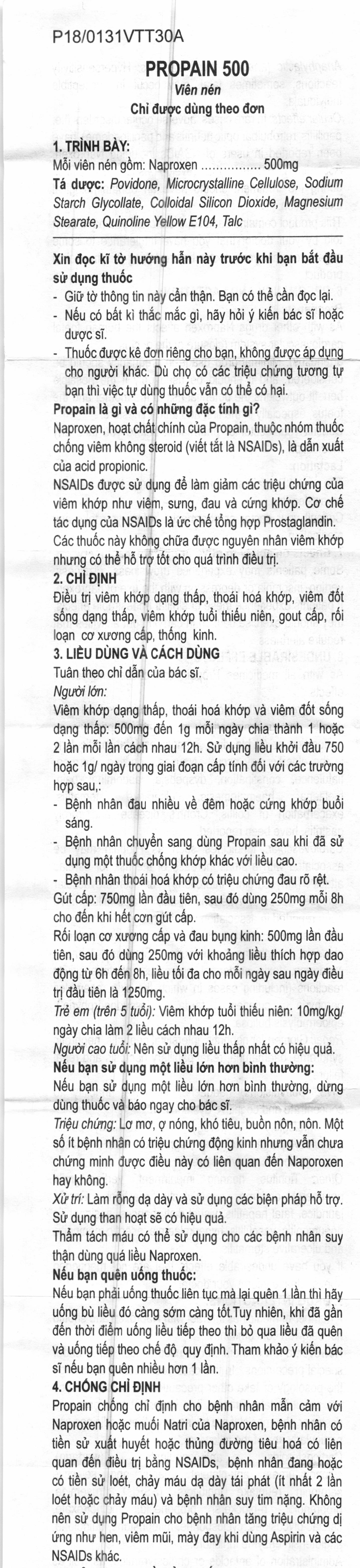 Thuốc Propain 500mg hộp 100 viên-Nhà thuốc An Khang